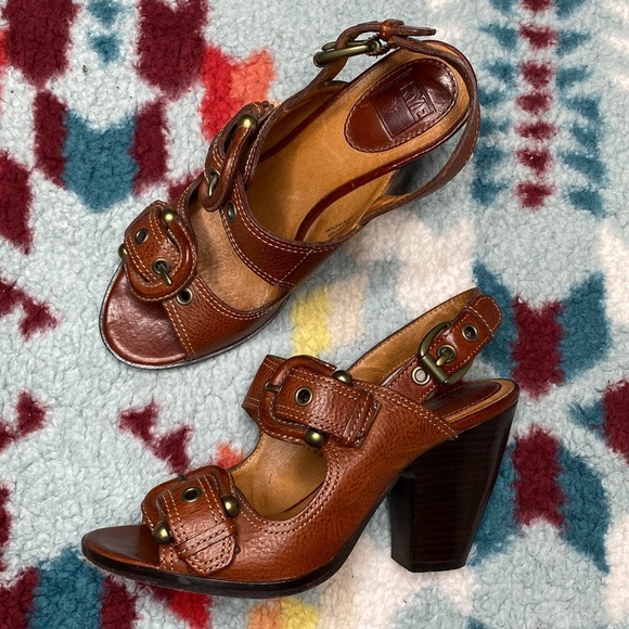 Frye | Shoes | Frye Amy Slingback Leather Heeled Sandals | Poshmark